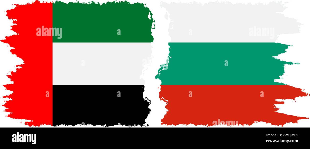 Bulgaria and United Arab Emirates grunge flags connection, vector Stock ...