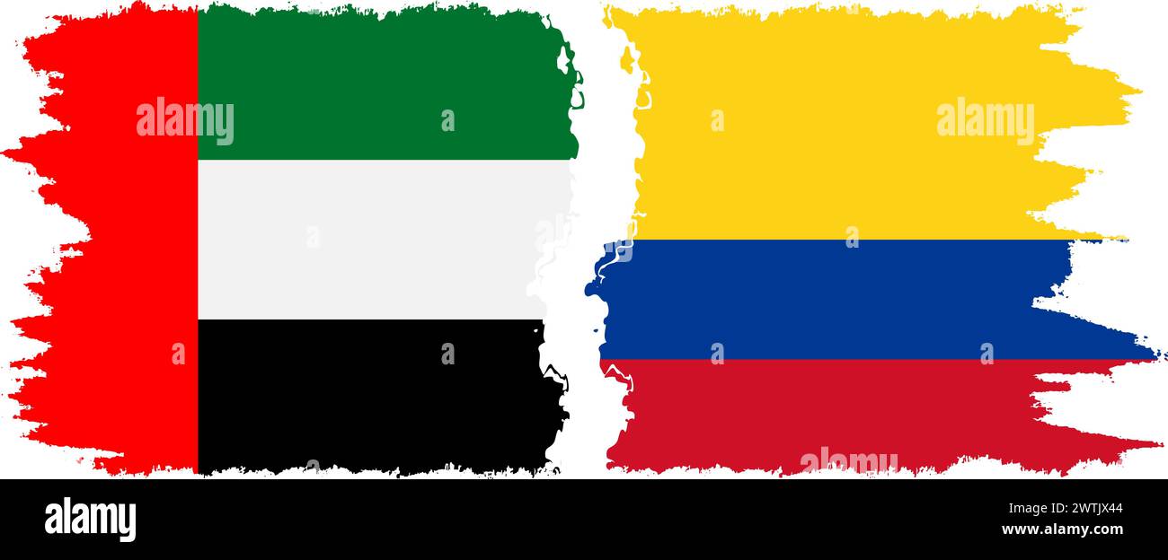Colombia and United Arab Emirates grunge flags connection, vector Stock ...