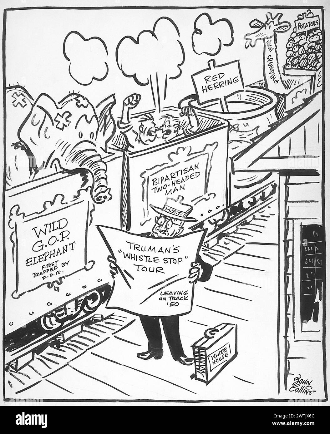 Cartoon - Circus Train. John Collins (1917-2007 Stock Photo - Alamy