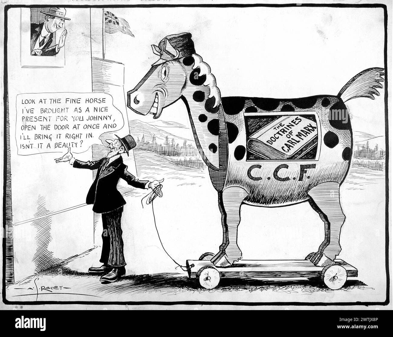 Cartoon - Woodsworths Trojan Horse Arthur George Racey (1870-1941 Stock ...