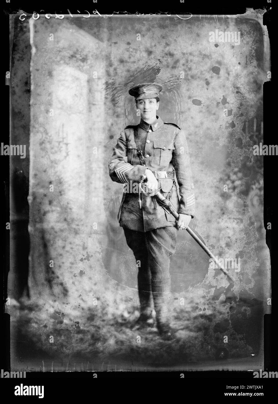 Woman dressed as a Regimental Sergeant-Major of the NZ Rifle Brigade ...