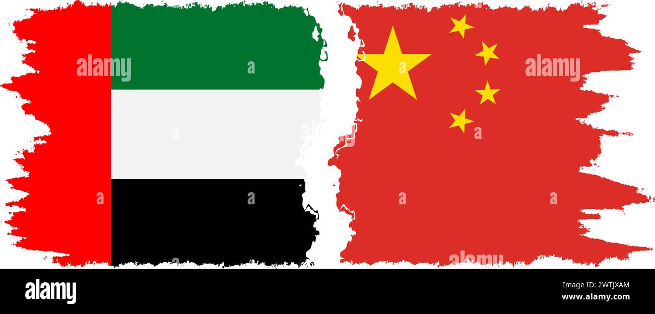 China and United Arab Emirates grunge flags connection, vector Stock ...