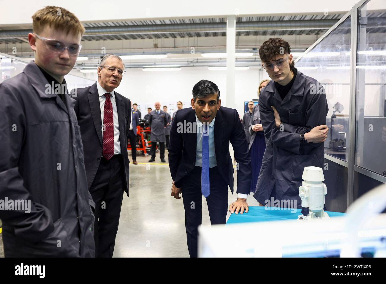 Britain's Prime Minister Rishi Sunak visits an apprentice training ...