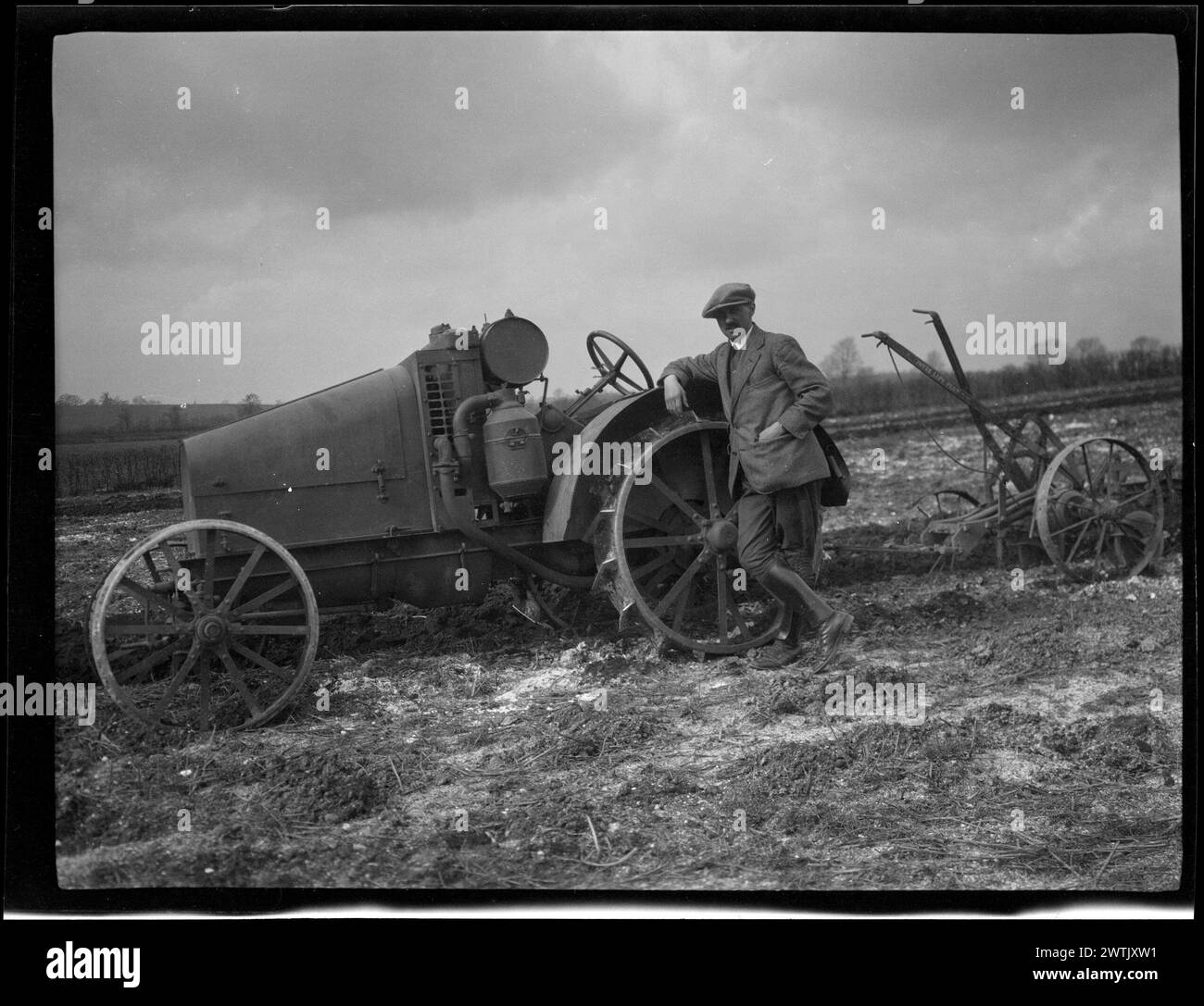 Tractor Nitrate negatives, black-and-white negatives Stock Photo - Alamy