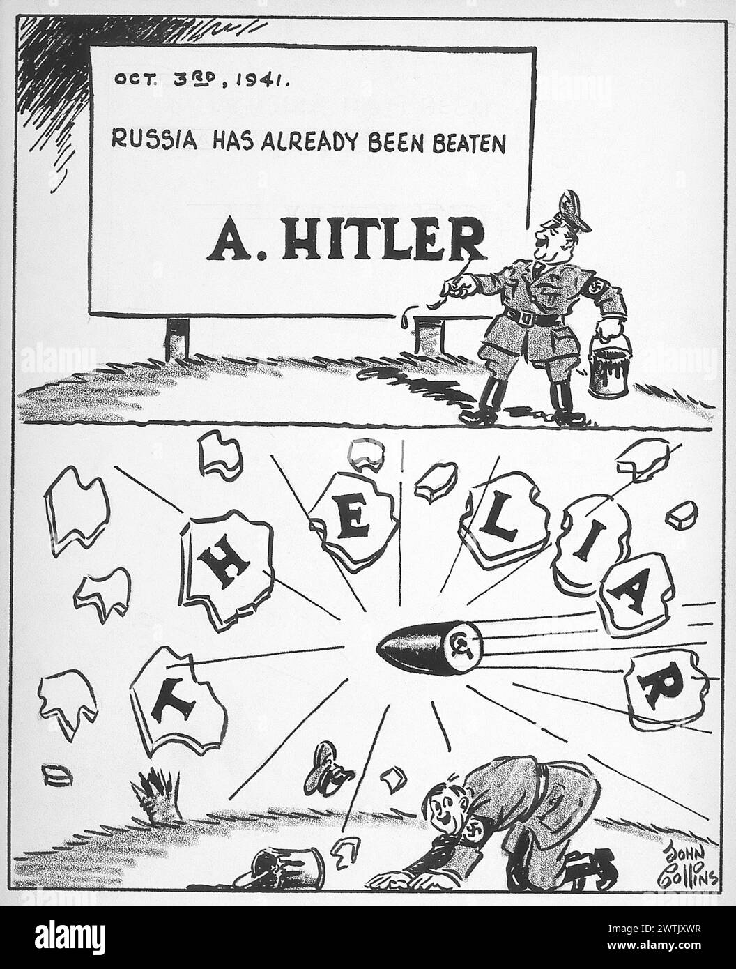 Cartoon - Berlin Bulletin Board. John Collins (1917-2007 Stock Photo ...