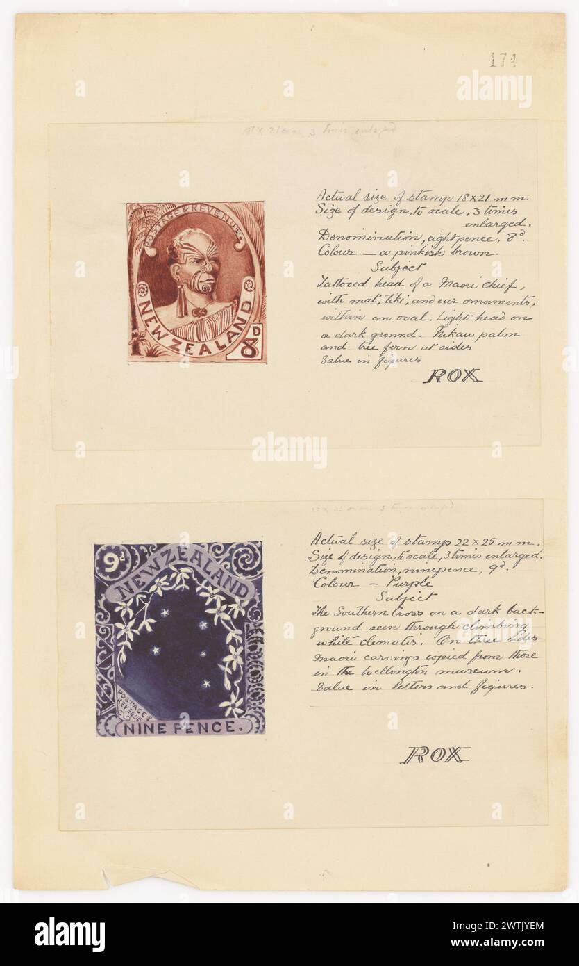 Unaccepted designs for 1935 pictorial stamps design drawings Stock ...