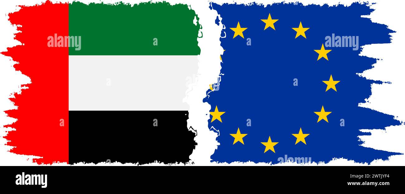 EU and United Arab Emirates grunge flags connection, vector Stock ...