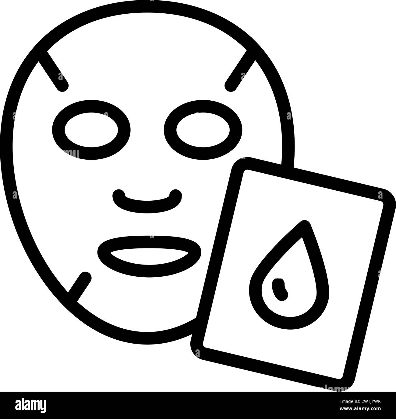 Sheet mask line icon. Hydrogen mask. Skincare procedure. Facial beauty ...