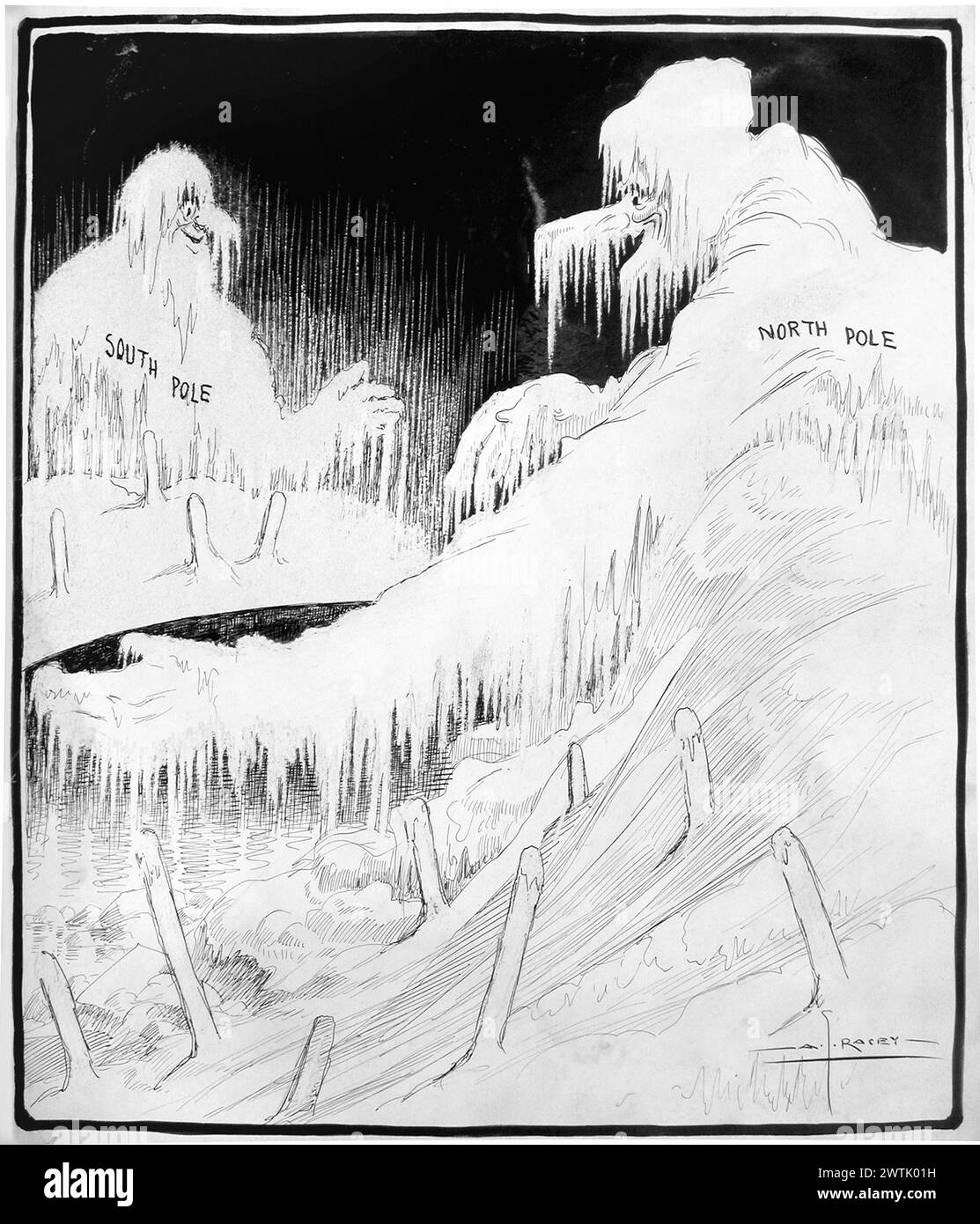Cartoon - The Meeting of North and South Poles Arthur George Racey ...