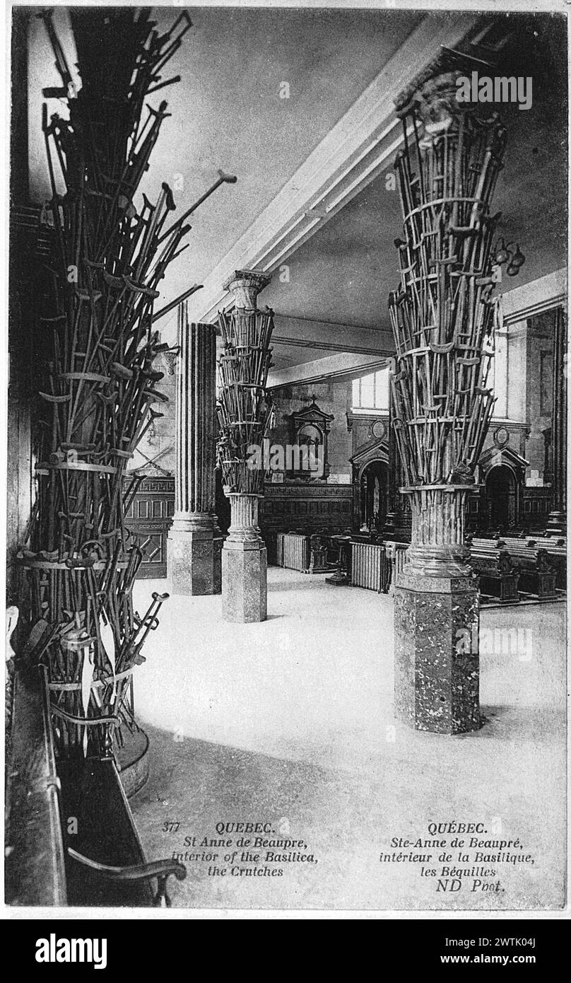 Collotype - Interior of the Basilica, and crutches, Ste. Anne de ...