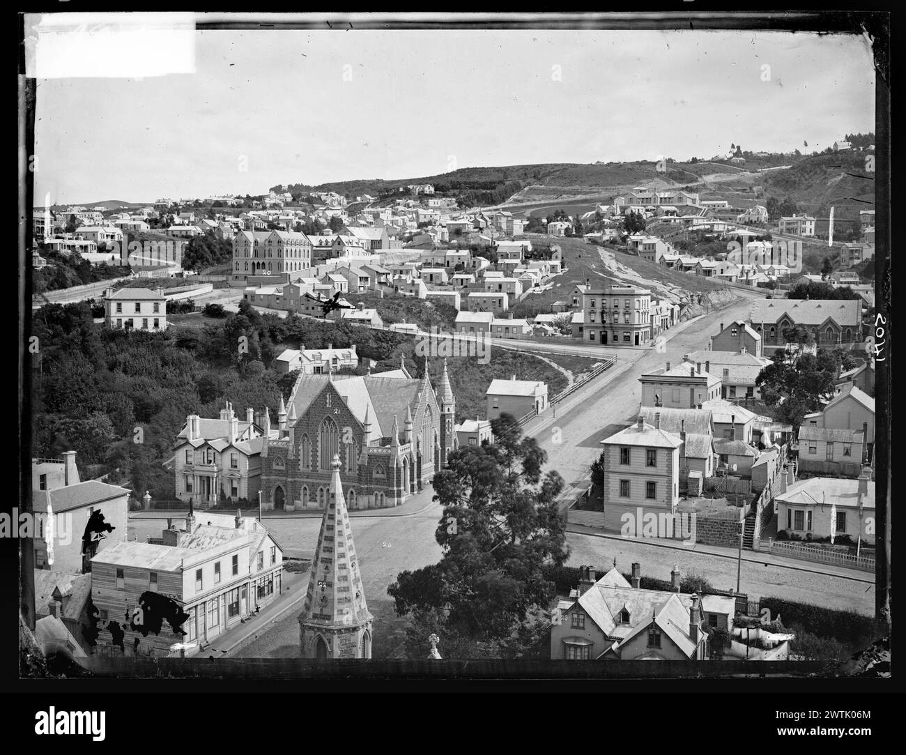 Dunedin panorama wet collodion negatives, cityscapes, black-and-white ...