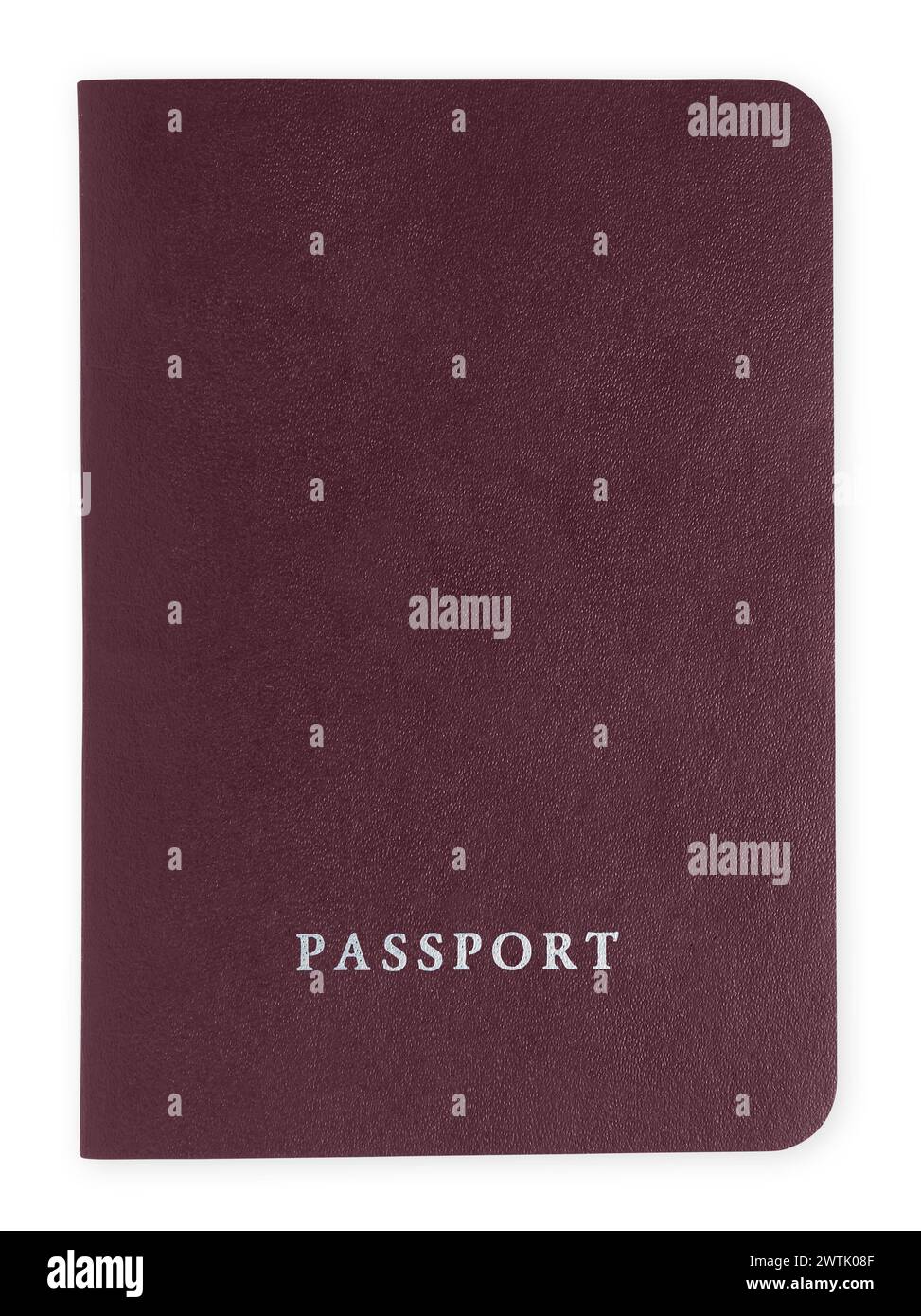 Top view of a passport in brown cover with passport lettering text ...