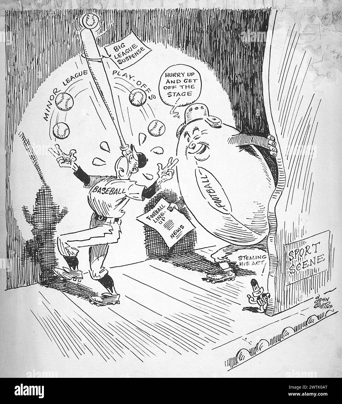 Cartoon - Sharing the Spotlight. John Collins (1917-2007 Stock Photo ...