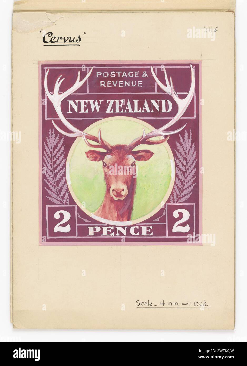 Unaccepted design for two penny 1935 pictorial stamp design drawings ...