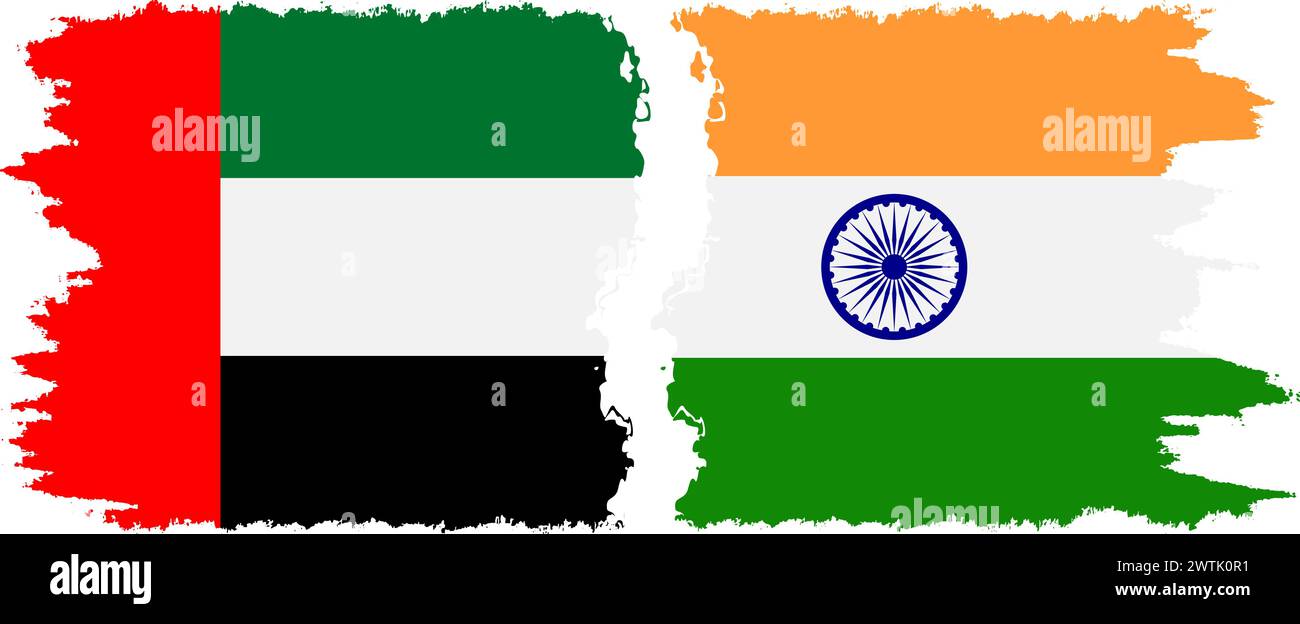 India and United Arab Emirates grunge flags connection, vector Stock ...