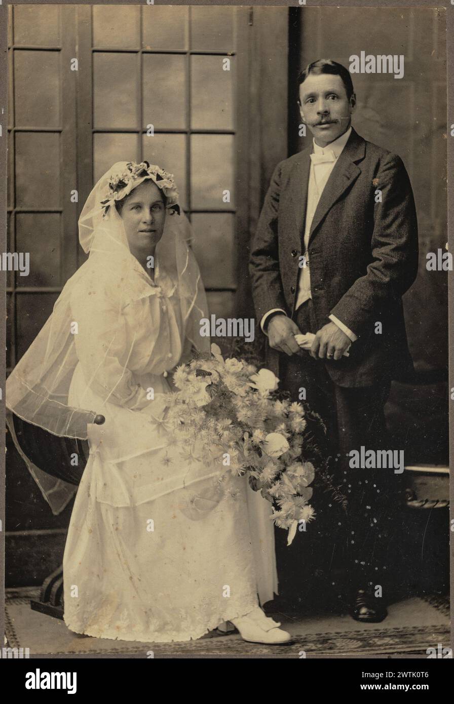 Bride and groom photographic prints, Gelatin silver printing-out paper ...