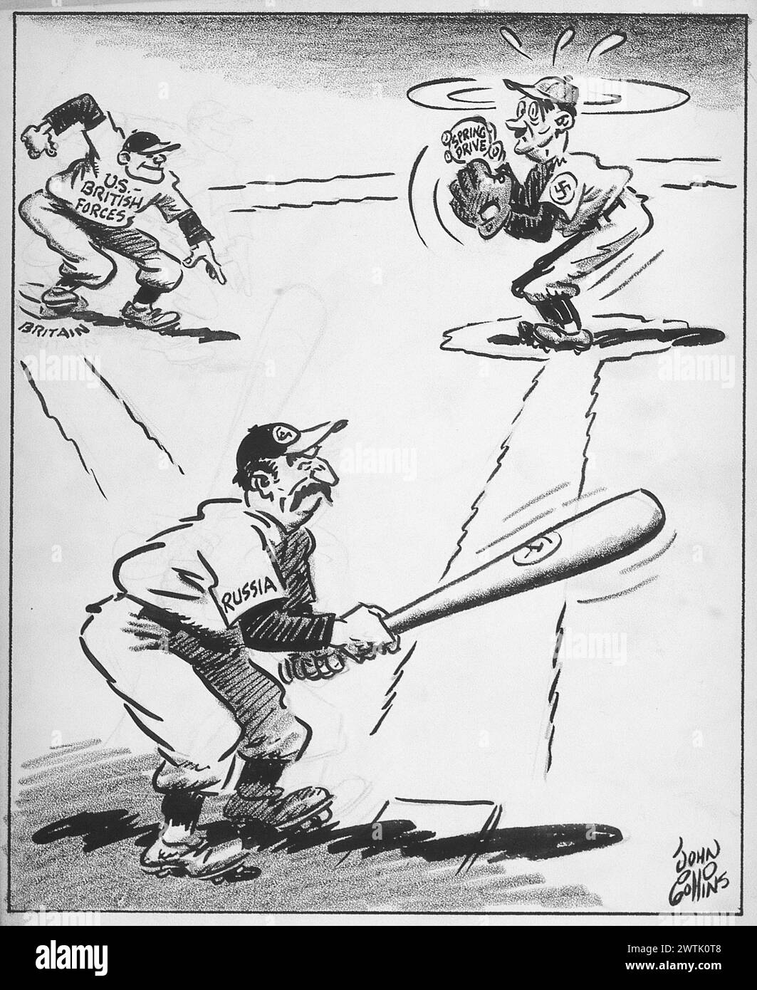 Cartoon - Got Him Worried. John Collins (1917-2007 Stock Photo - Alamy