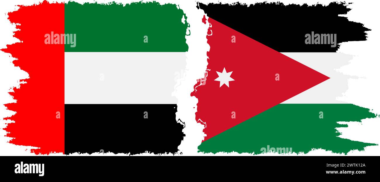 Jordan and United Arab Emirates grunge flags connection, vector Stock ...