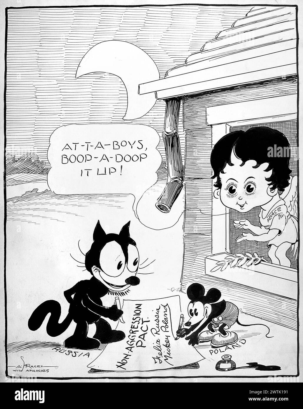 Cartoon - Two Old Time Enemies Get Together Arthur George Racey (1870 ...