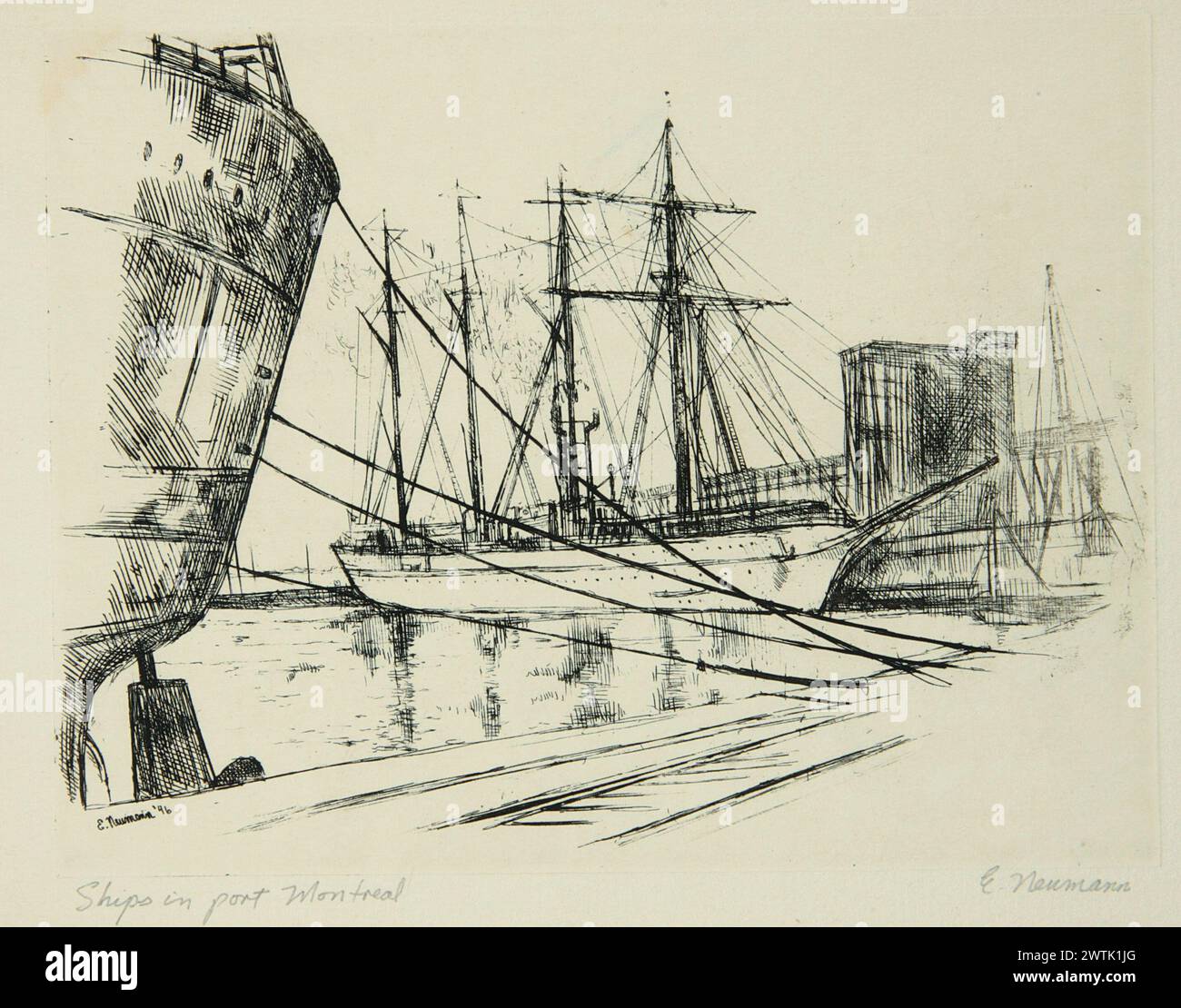 Ships in port etching hi-res stock photography and images - Alamy