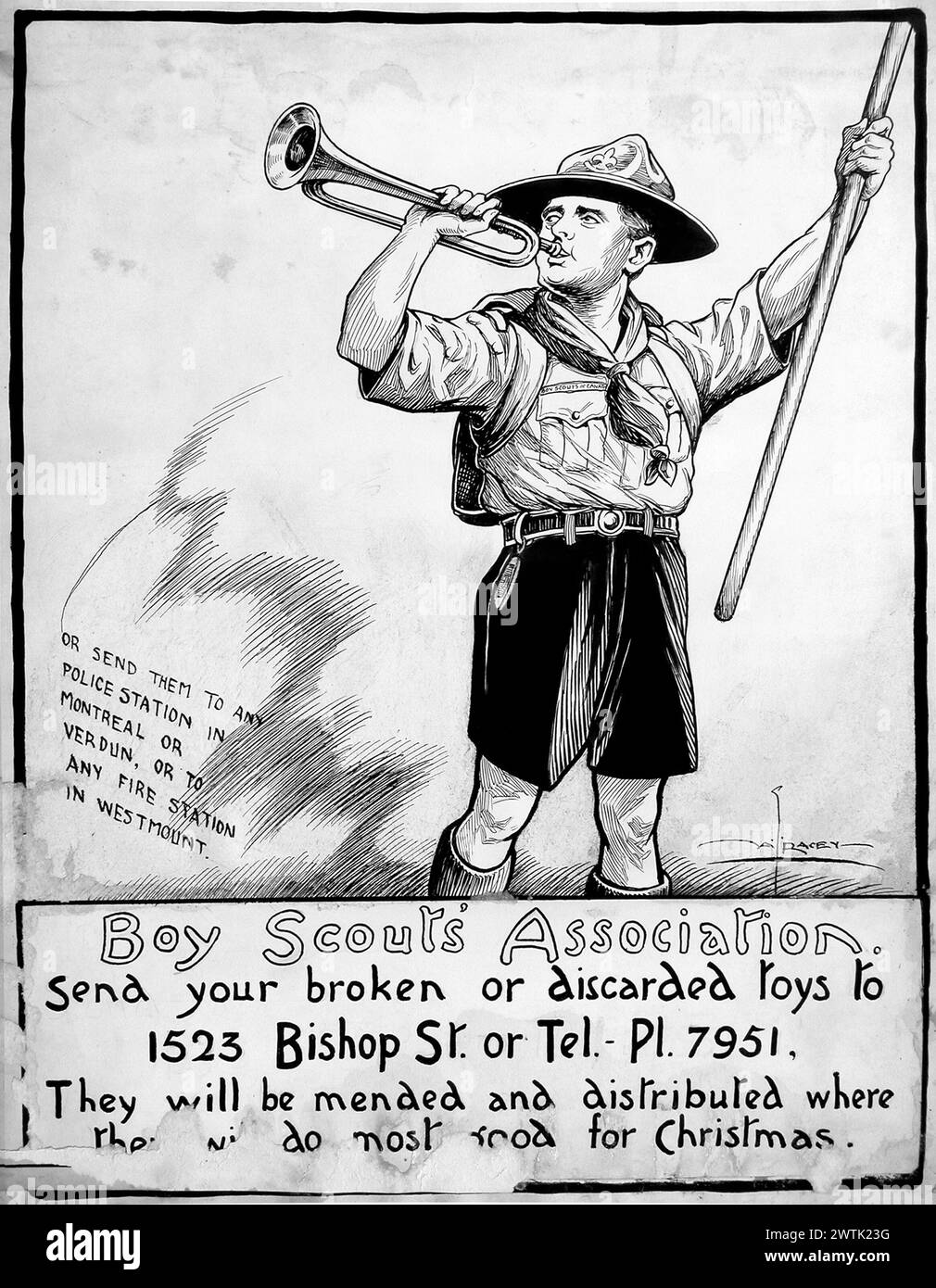 Cartoon - Boy Scouts' Association Arthur George Racey (1870-1941 Stock ...