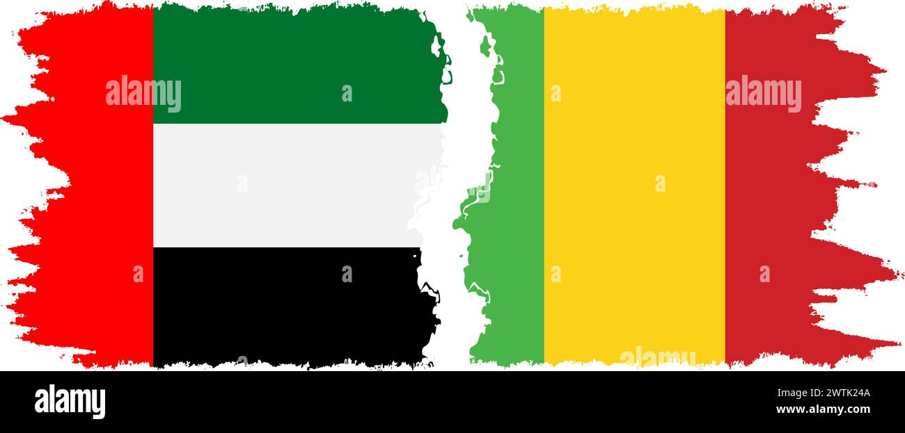 Mali and United Arab Emirates grunge flags connection, vector Stock ...