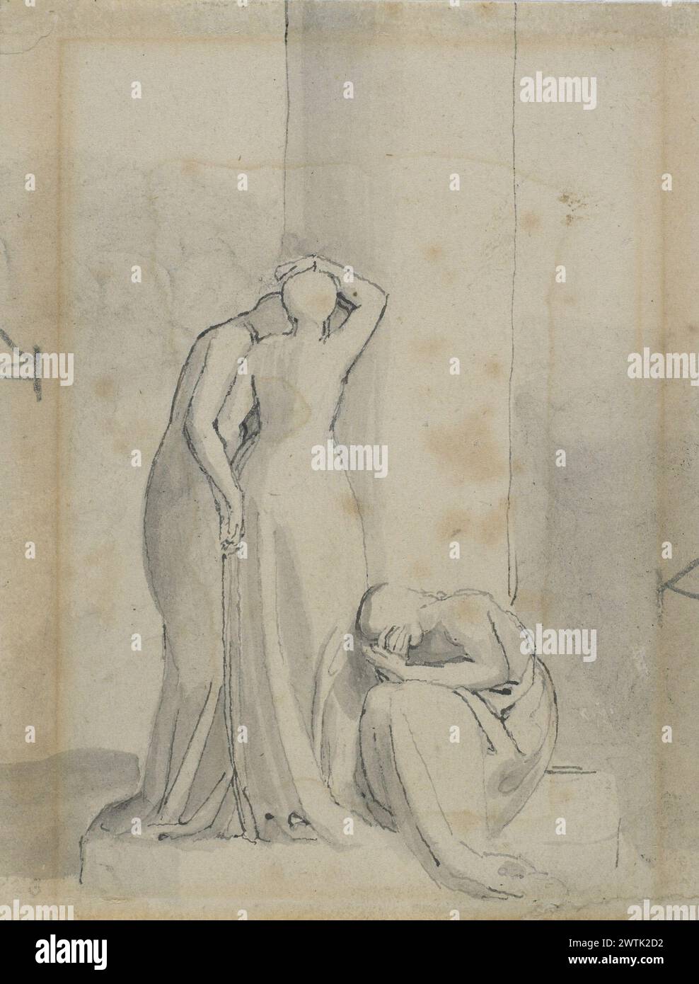 Sketch no. 3: Three grieving women drawings, works on paper Stock Photo ...