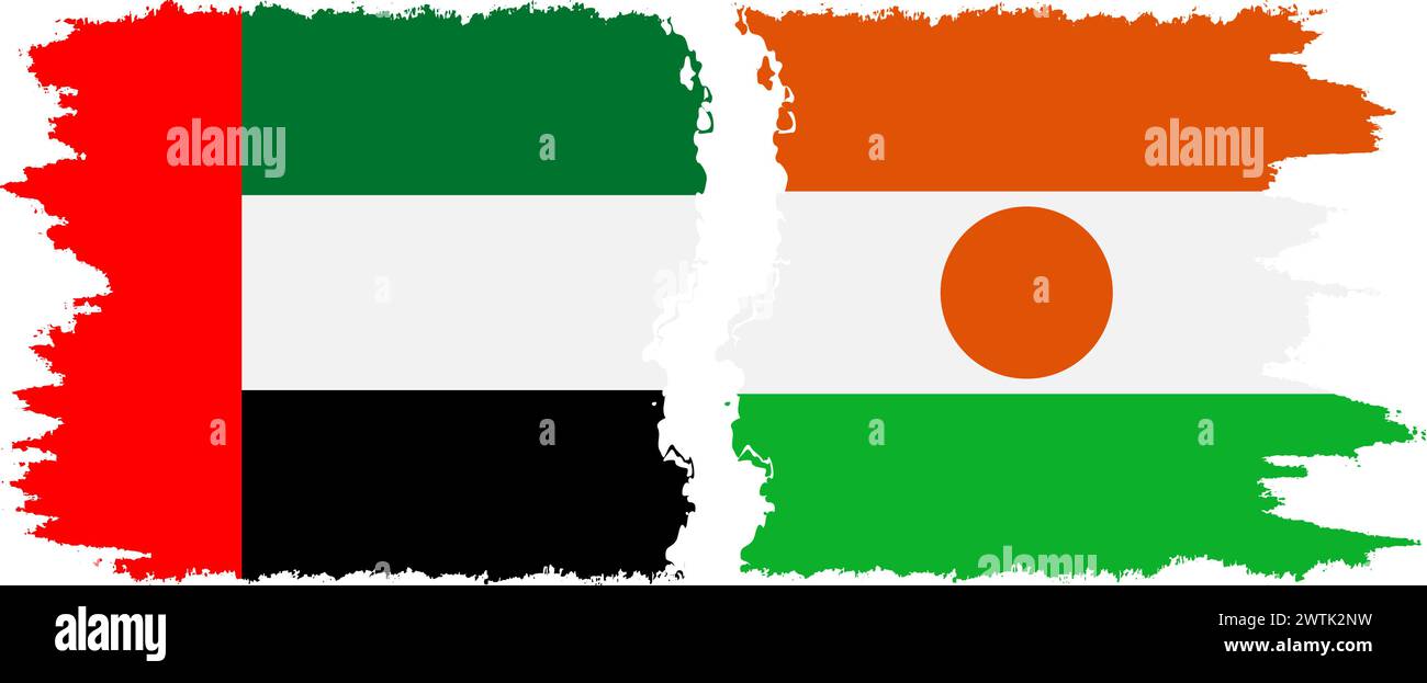 Niger and United Arab Emirates grunge flags connection, vector Stock ...