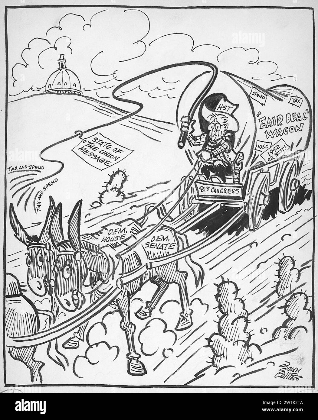 Cartoon - Mule Train. John Collins (1917-2007 Stock Photo - Alamy