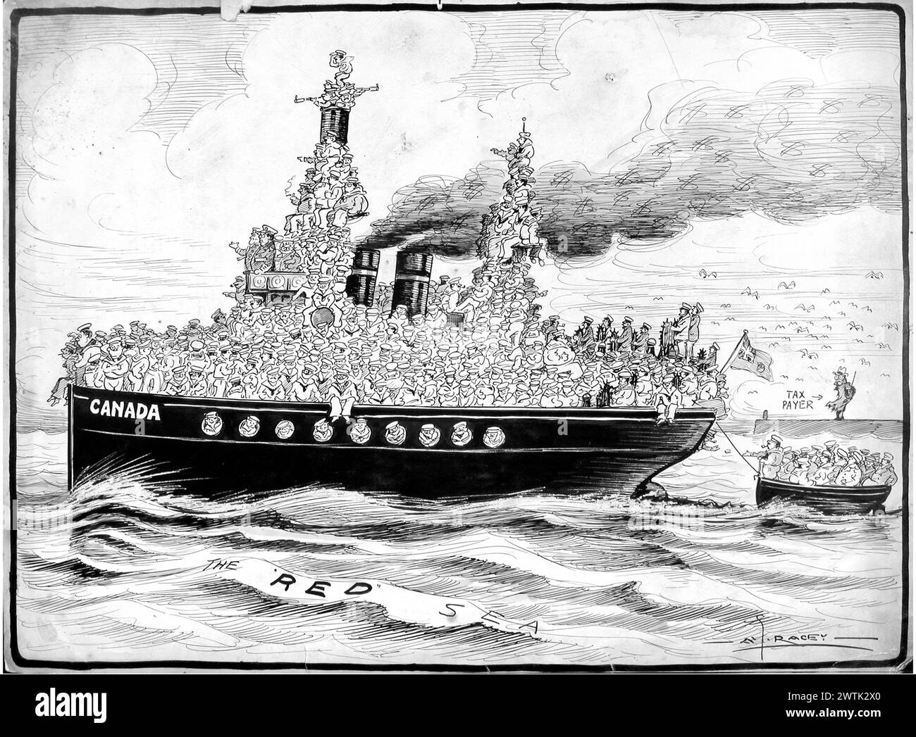 Cartoon - The Red Liner and Its Jolly Crew Arthur George Racey (1870 ...