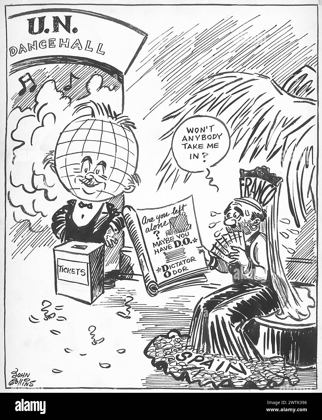 Cartoon - The Wallflower. John Collins (1917-2007 Stock Photo - Alamy