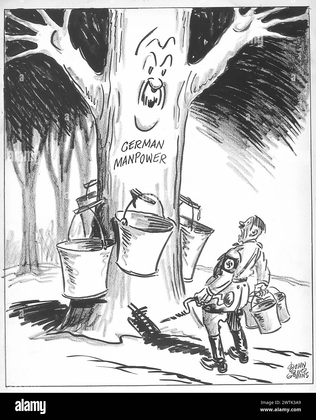 Cartoon - Tree-Tapping Time. John Collins (1917-2007 Stock Photo - Alamy