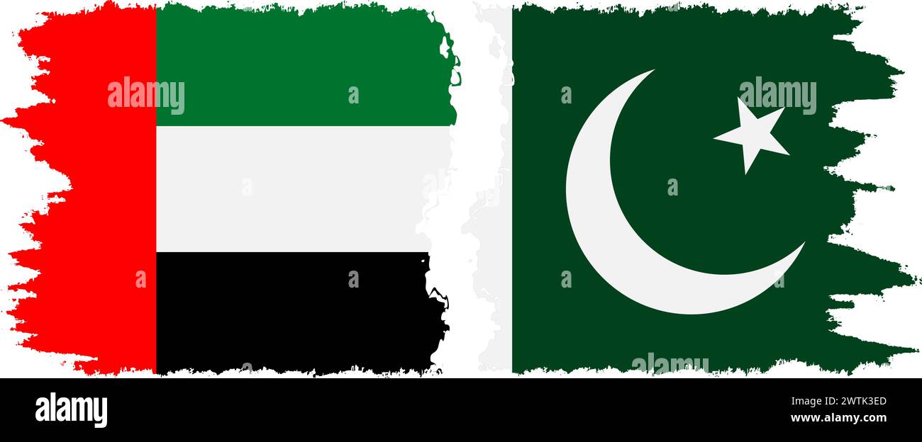 Pakistan and United Arab Emirates grunge flags connection, vector Stock ...