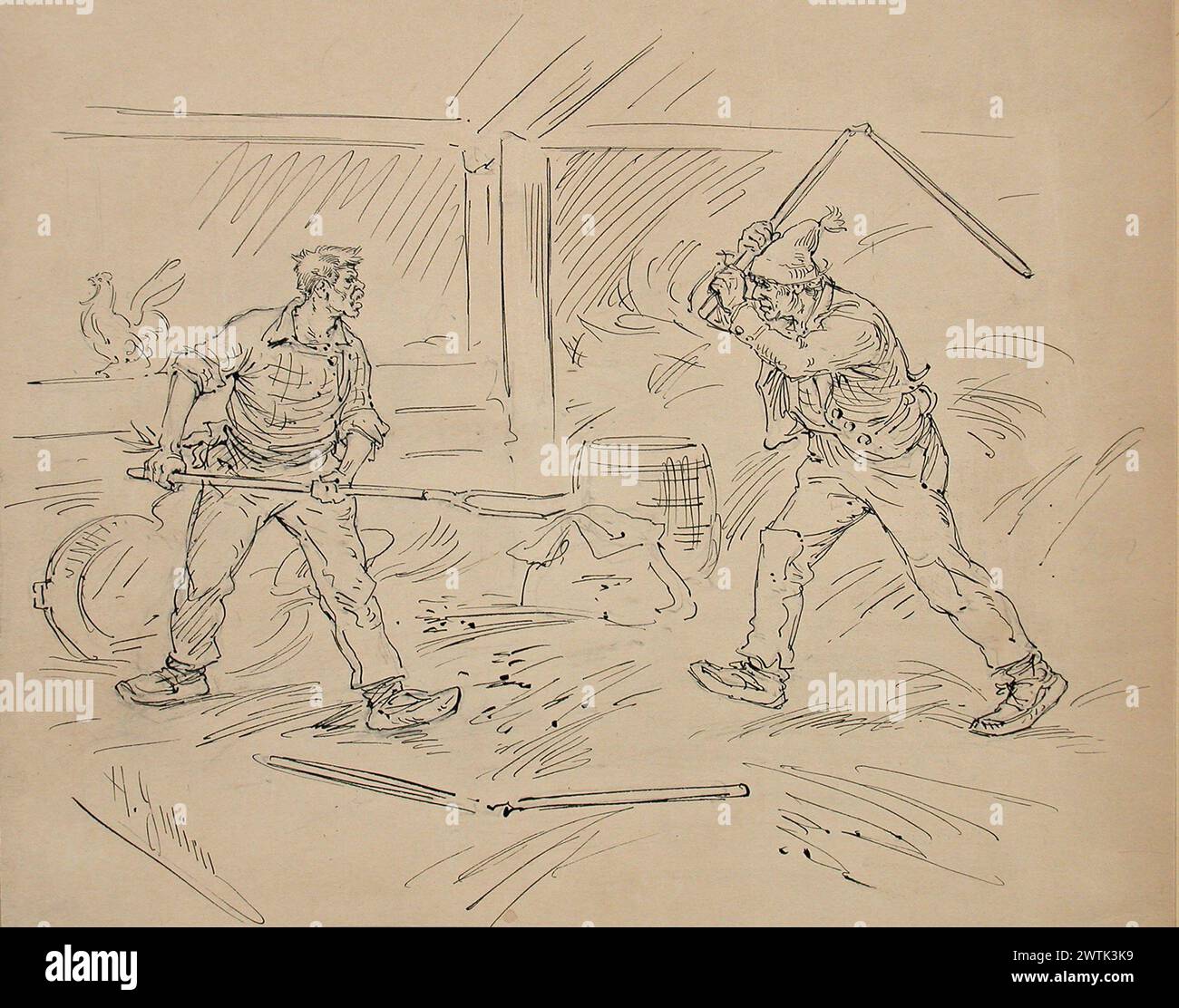 Drawing - The Duel Henri Julien (1852-1908 Stock Photo - Alamy