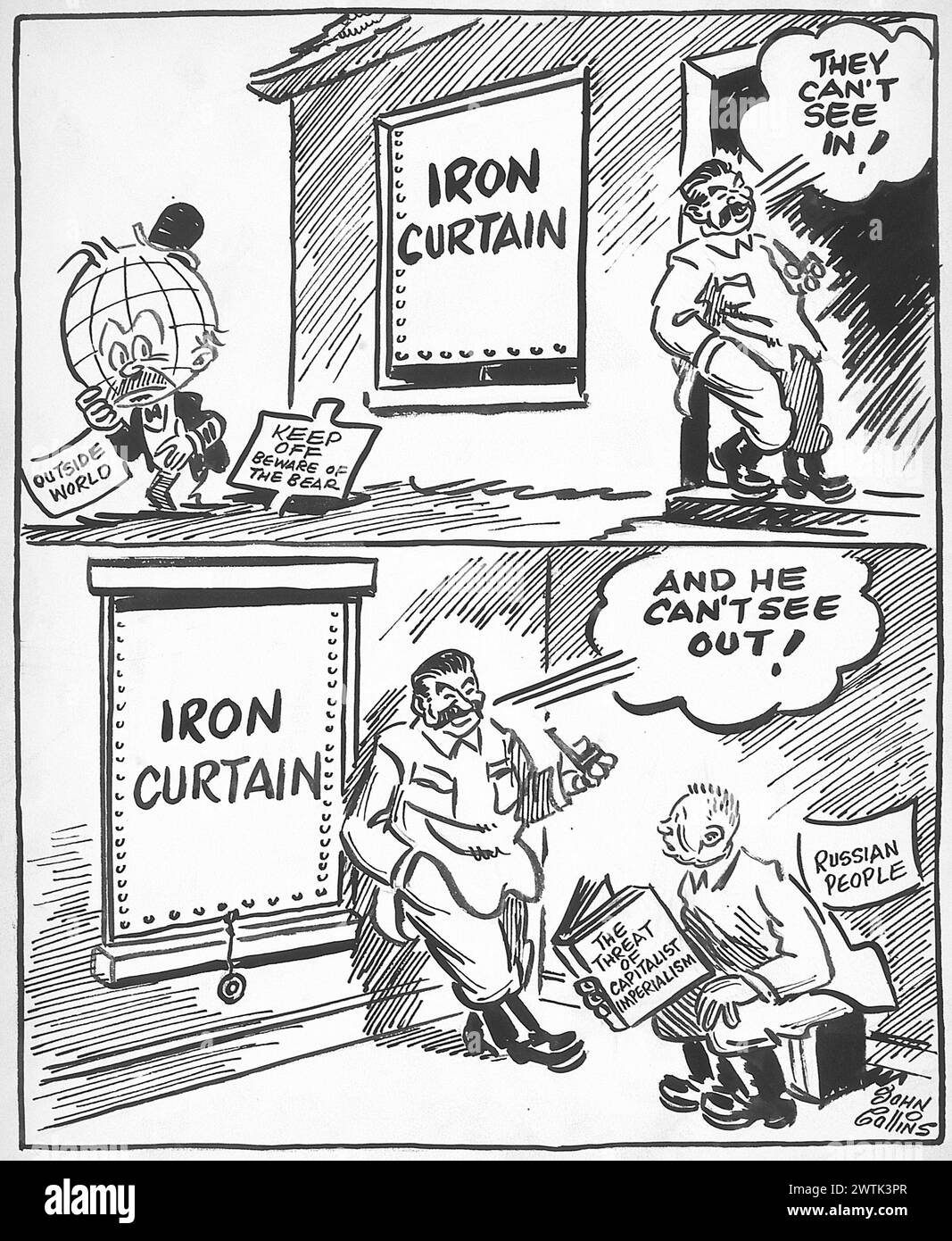 Cartoon - Works Two Ways. John Collins (1917-2007 Stock Photo - Alamy