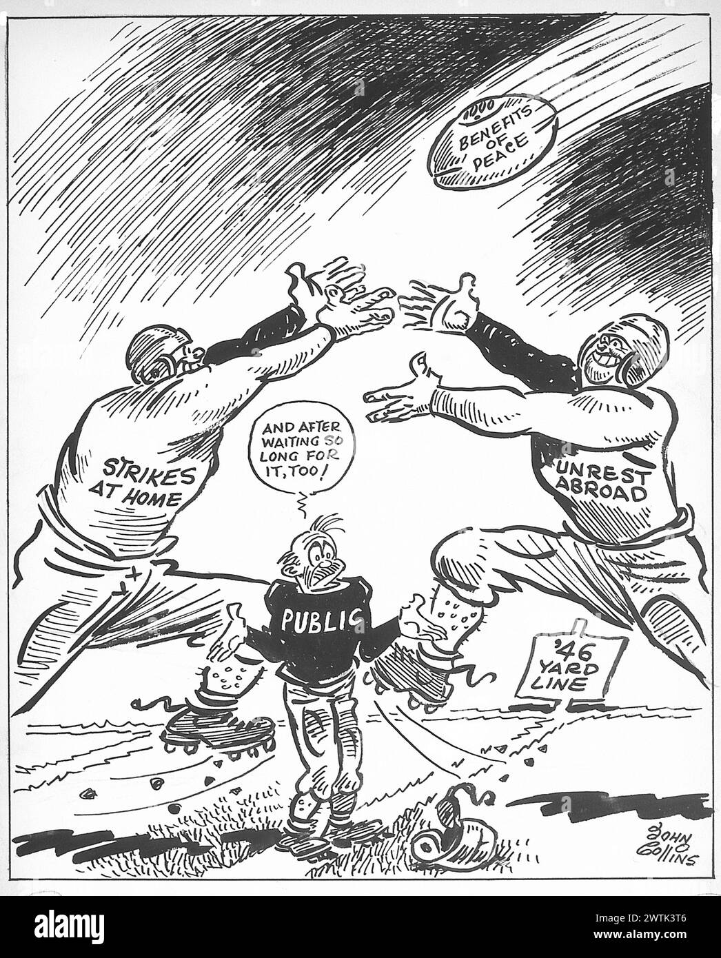 Cartoon - The Intercepted Pass. John Collins (1917-2007 Stock Photo - Alamy