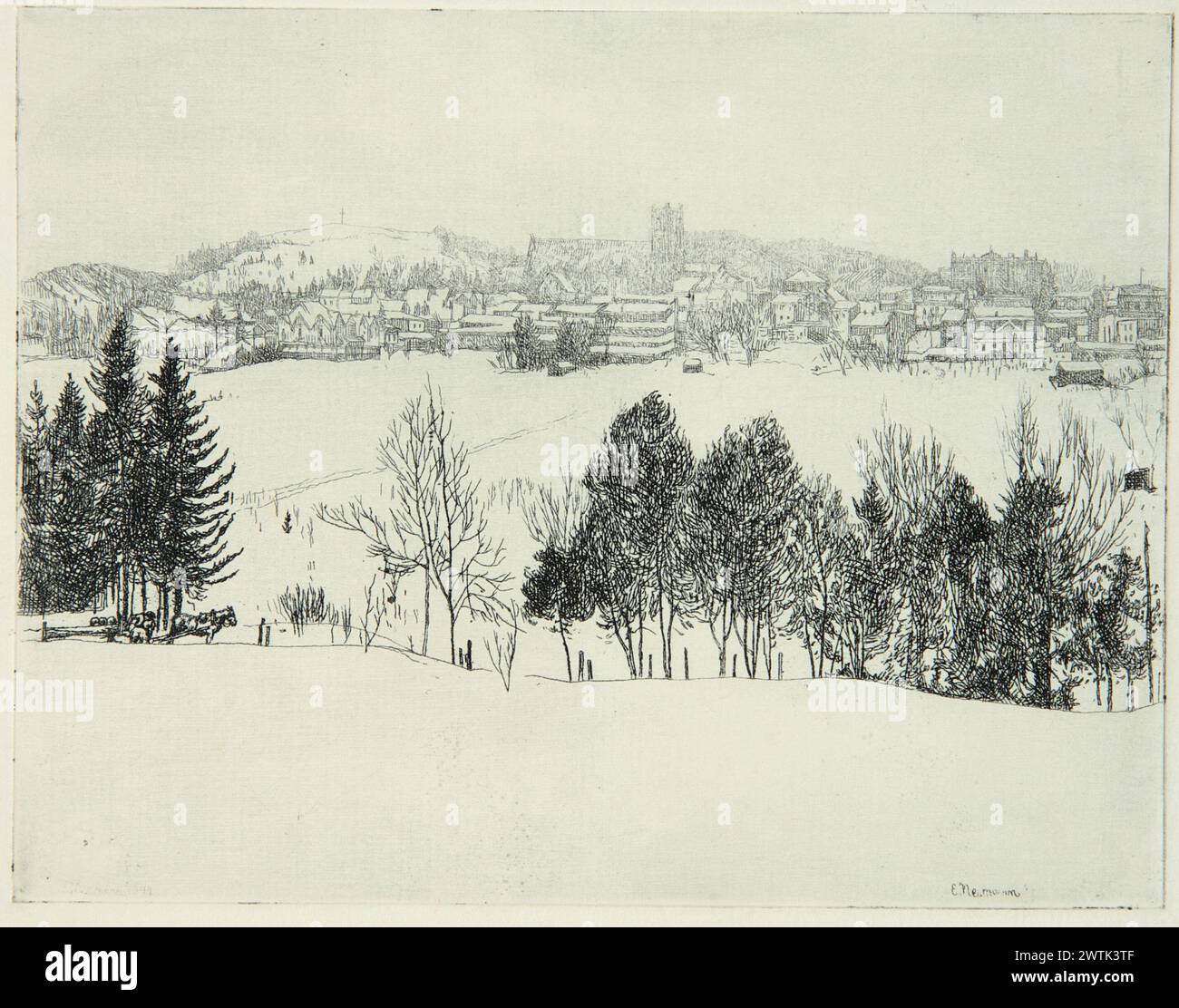 Etching - Snow-covered Côte des Neiges Ernst Neumann (1907-1956 Stock ...