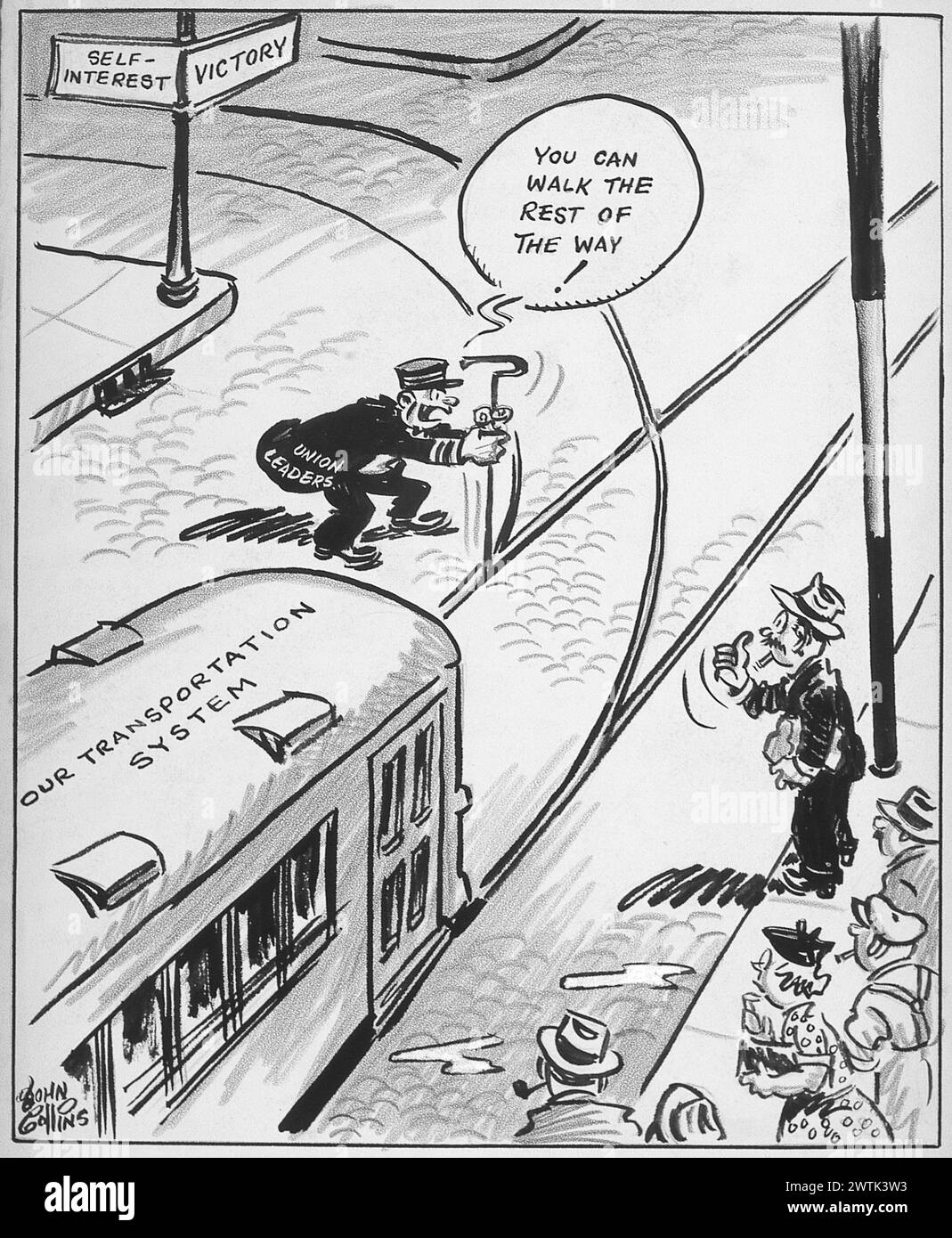 Cartoon - Side Tracked. John Collins (1917-2007 Stock Photo - Alamy