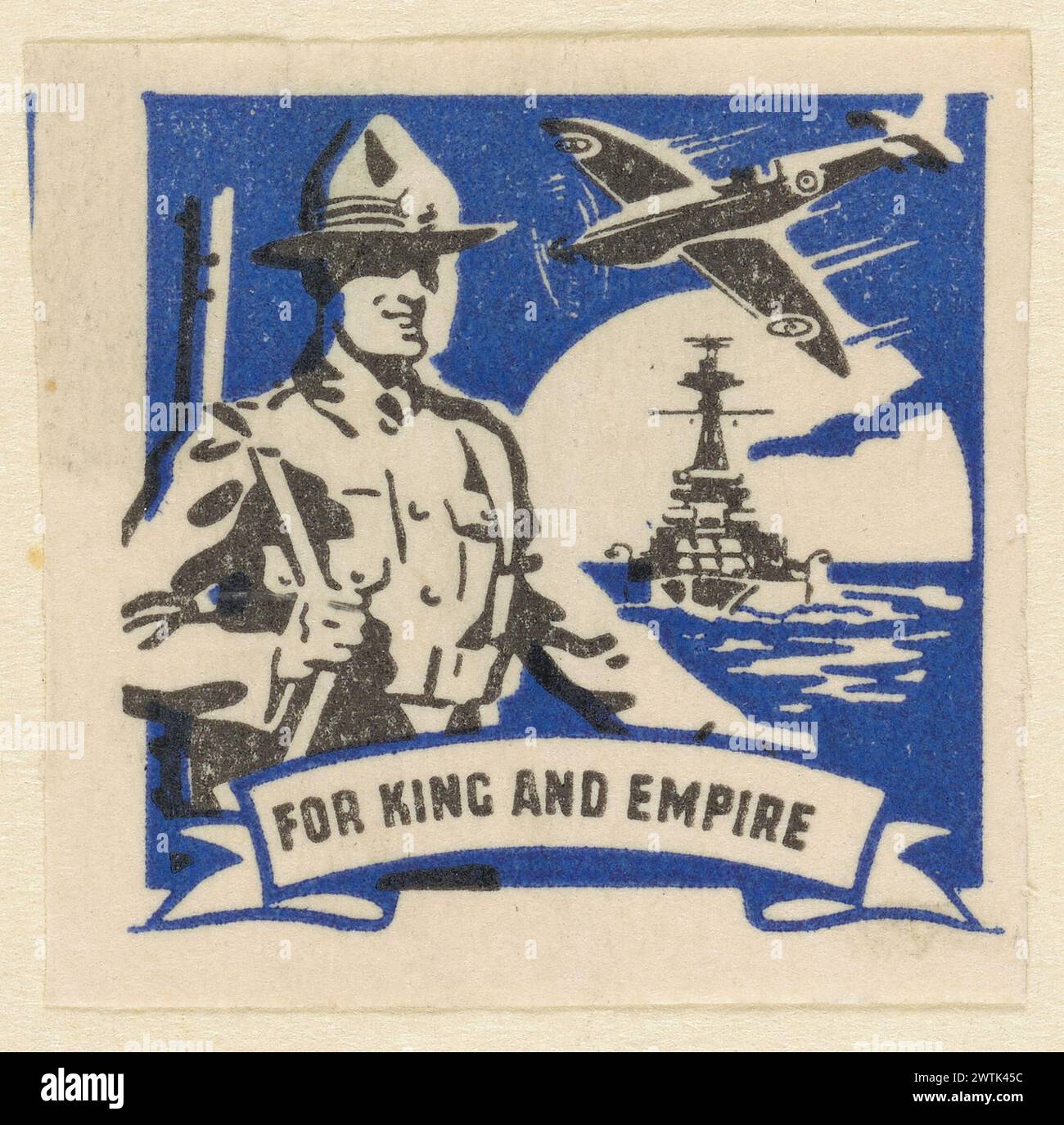 Patriotic seal, 'For King and Empire', WWII labels Stock Photo - Alamy