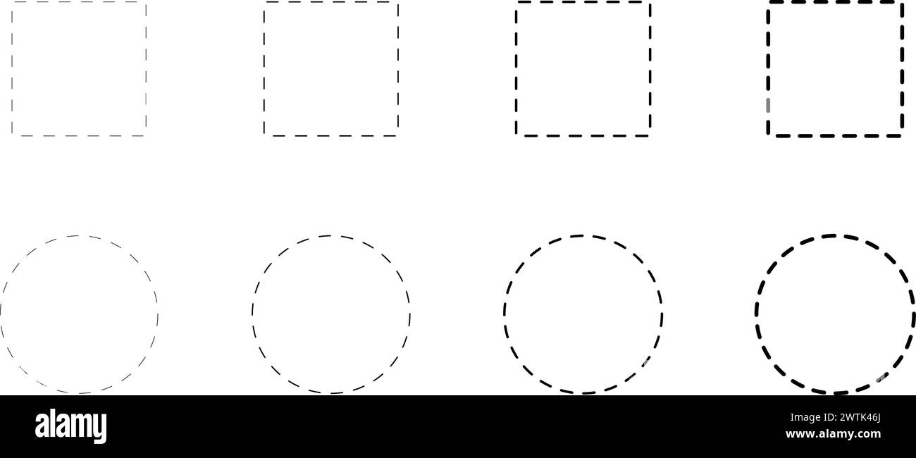 dotted line circle and square vector frame Stock Vector Image & Art - Alamy