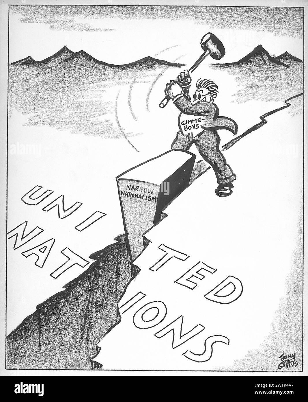 Cartoon - Saboteur. John Collins (1917-2007 Stock Photo - Alamy