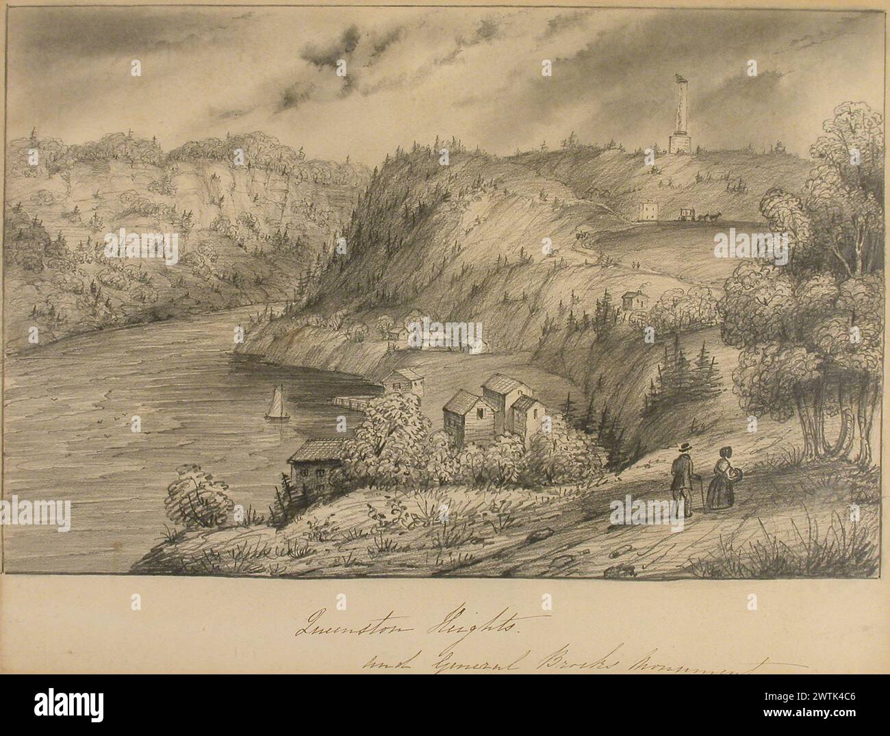 Drawing - Queenston Heights with General Brocks Monument Frederick ...