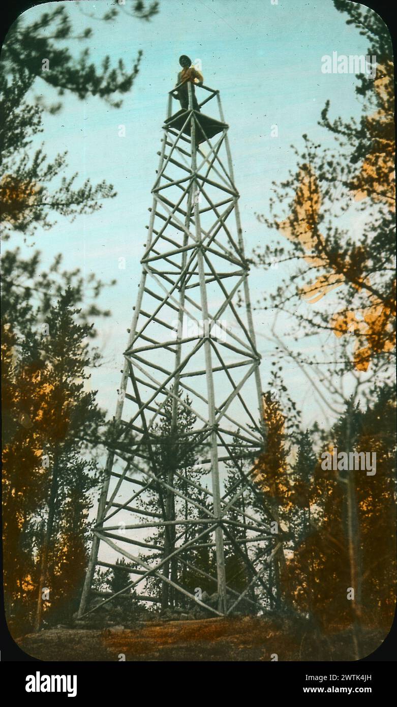 Transparency - Forestry lookout tower, SK, about 1925 Stock Photo - Alamy