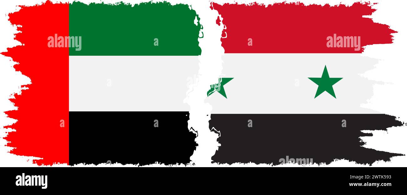 Syria and United Arab Emirates grunge flags connection, vector Stock ...