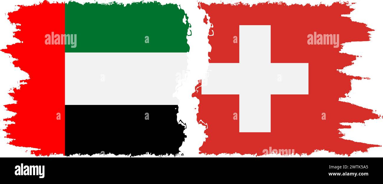 Switzerland and United Arab Emirates grunge flags connection, vector ...