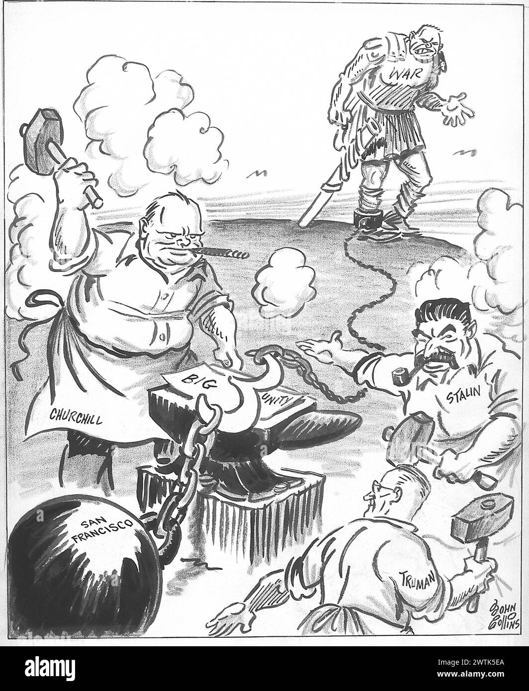 Cartoon - Strengthening the Vital Ling. John Collins (1917-2007 Stock ...