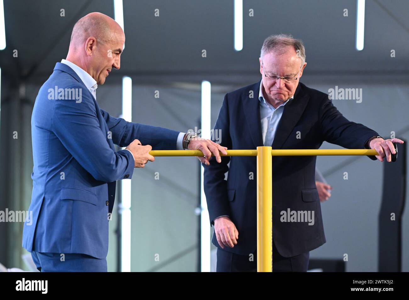 18 March 2024, Lower Saxony, Jemgum: (left to right) Stefan Dohler ...