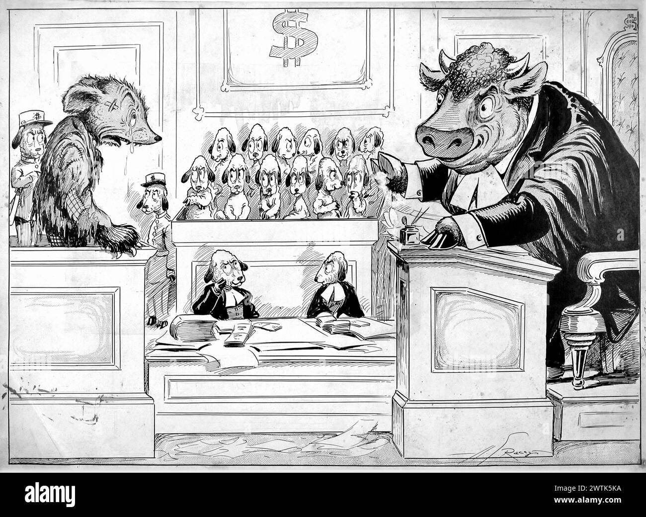 Cartoon - Animal Court Arthur George Racey (1870-1941 Stock Photo - Alamy