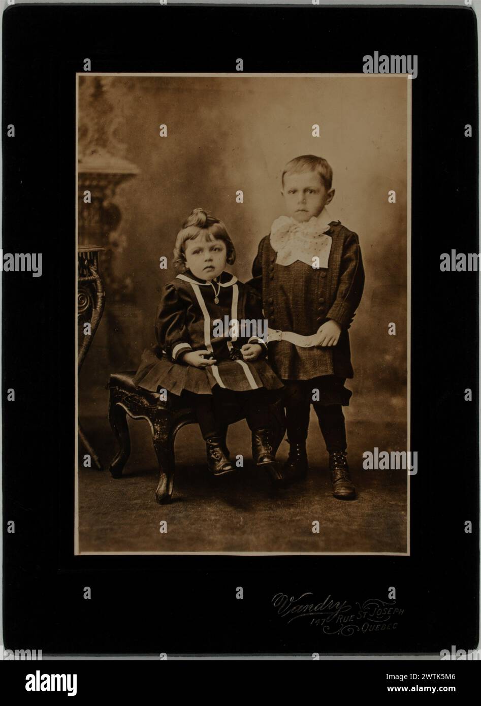 Gelatin silver print - Portrait of two unidentified children, Quebec ...