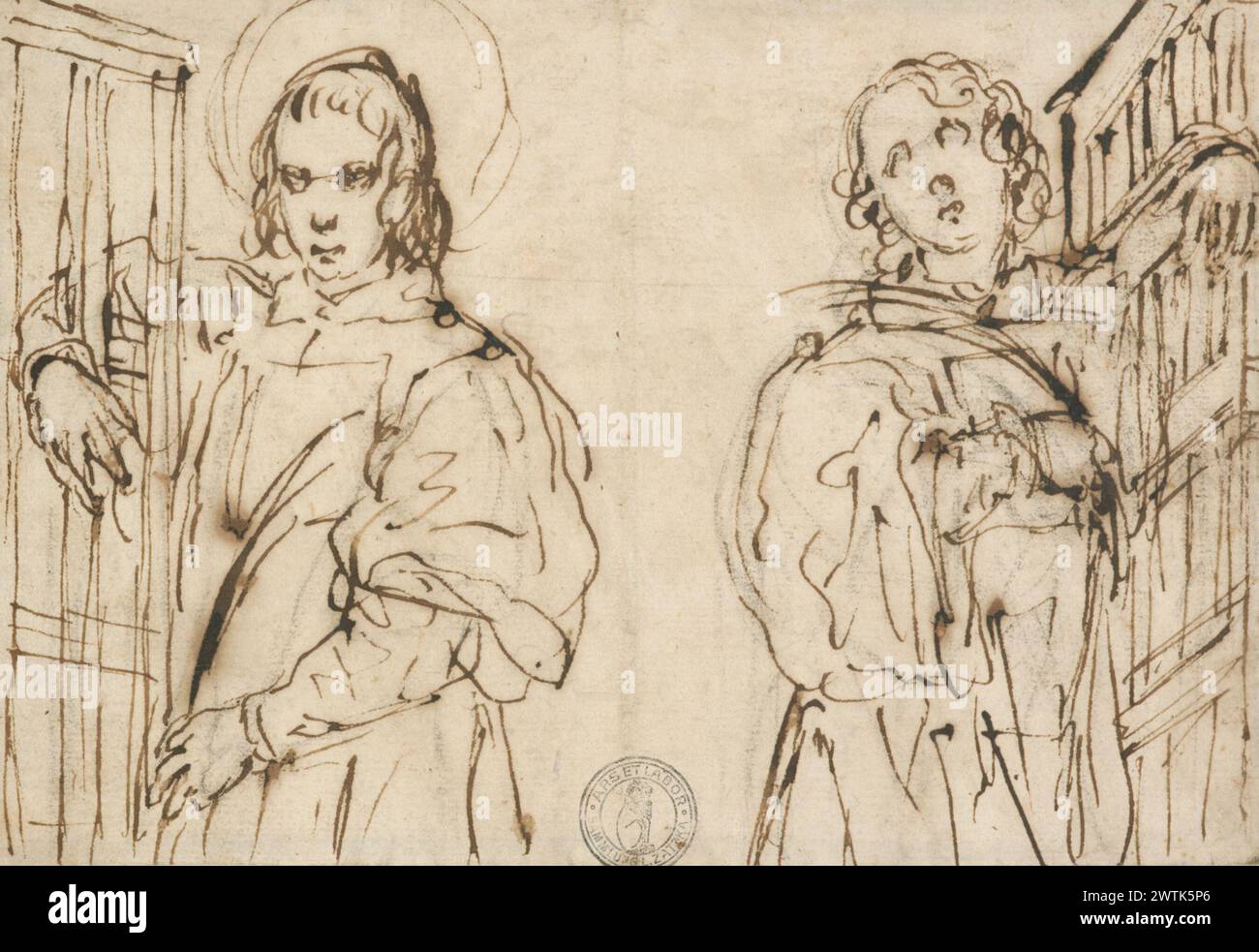 Two studies of St Lawrence drawings, works on paper Stock Photo - Alamy